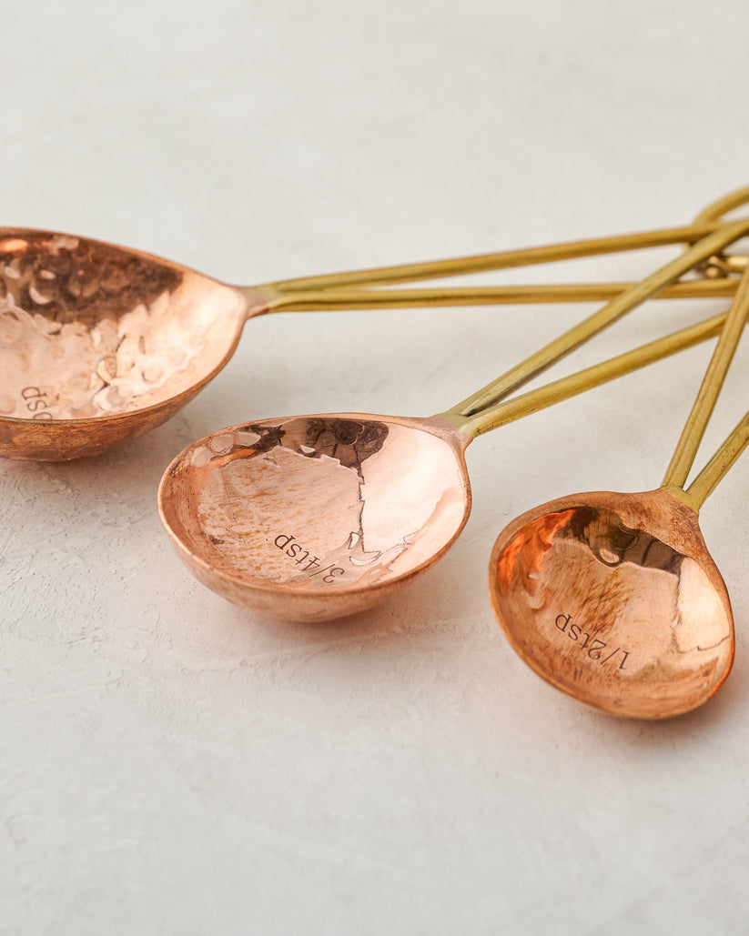 Hammered Copper and Gold Measuring Spoons – Magnolia