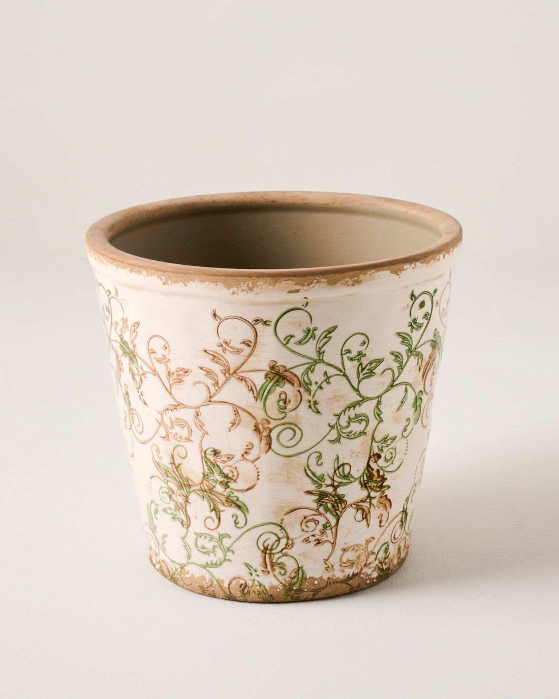 Green and White Distressed Planter – Magnolia