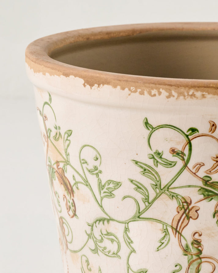 Green and White Distressed Planter – Magnolia