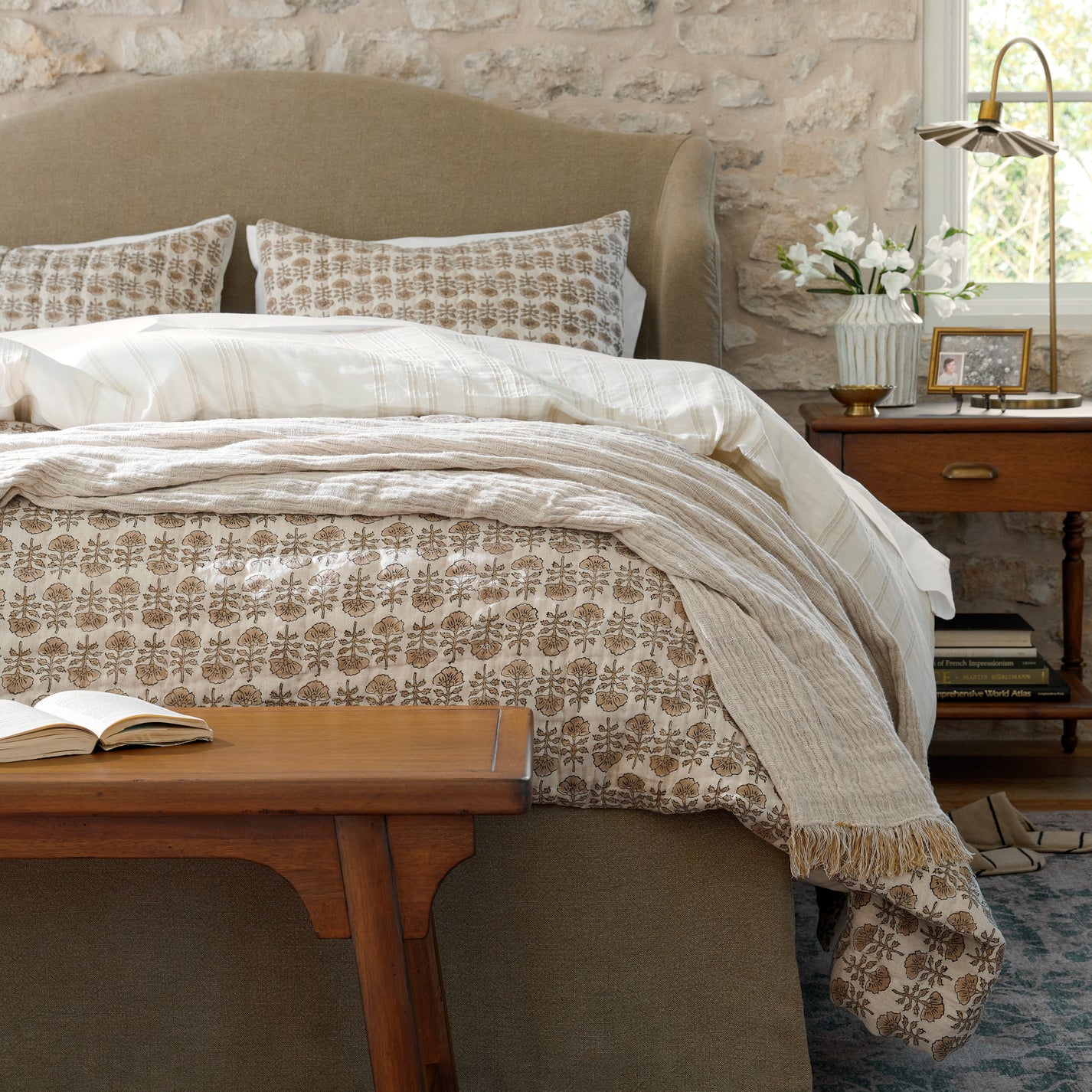 Flora Block Print Quilt - Natural – Magnolia