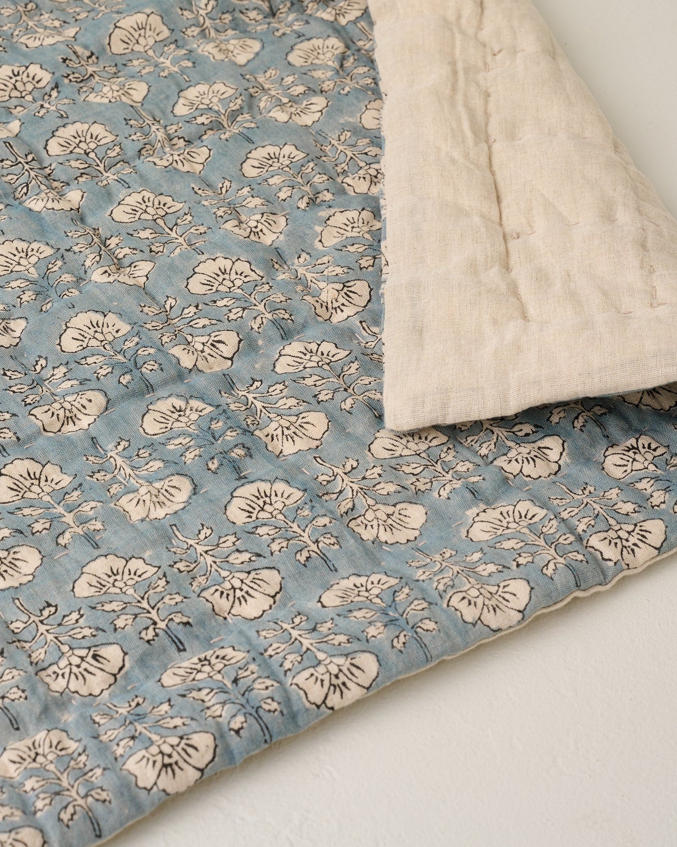 Flora Block Print Quilt - Silver Blue – Magnolia