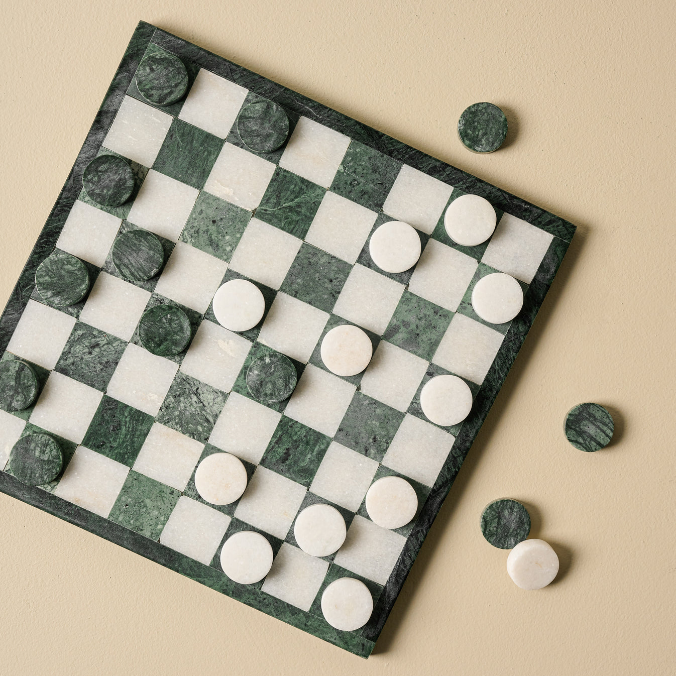 Green and White Marble Checkers Set – Magnolia