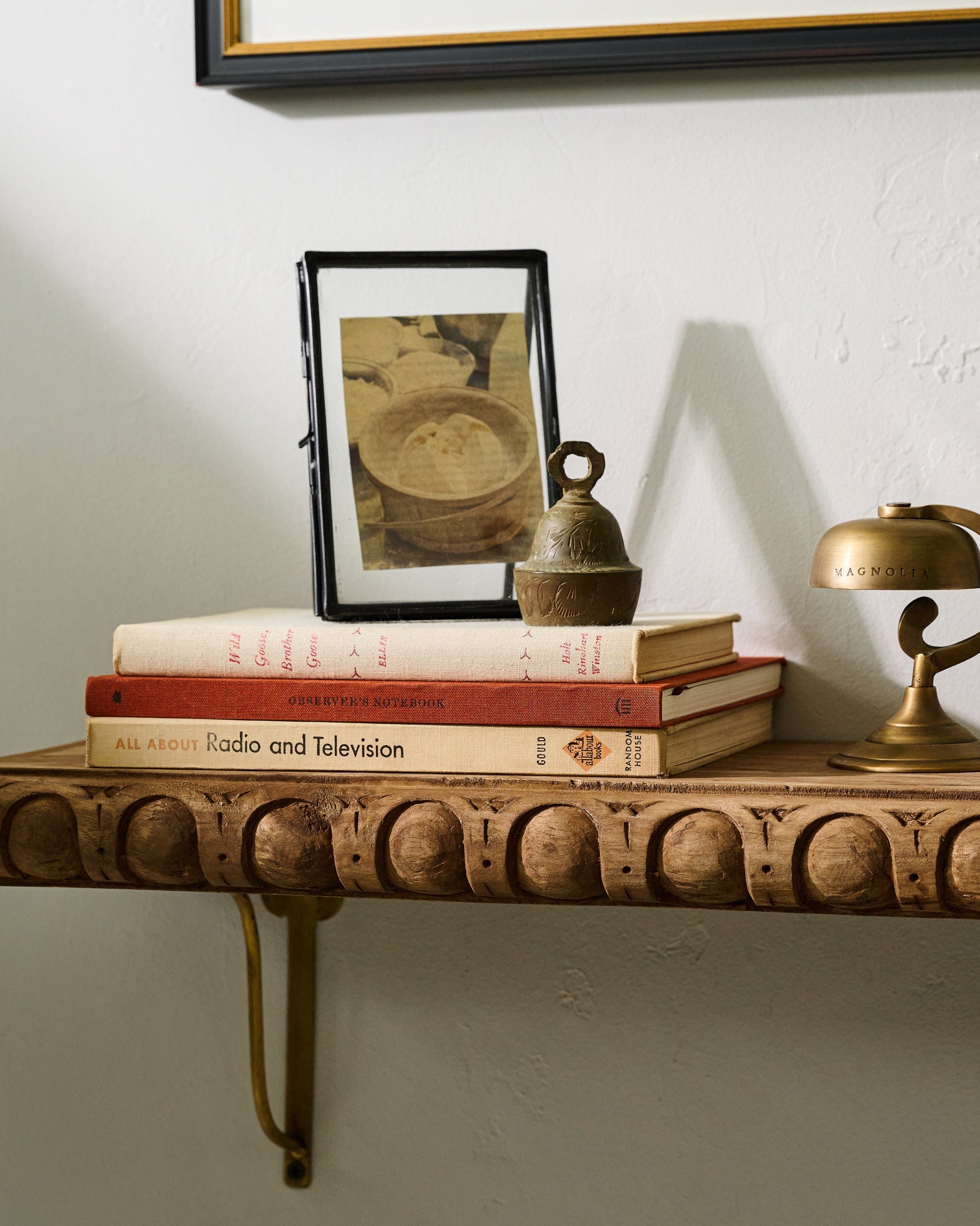Griffin Hand Carved Wood Shelf – Magnolia