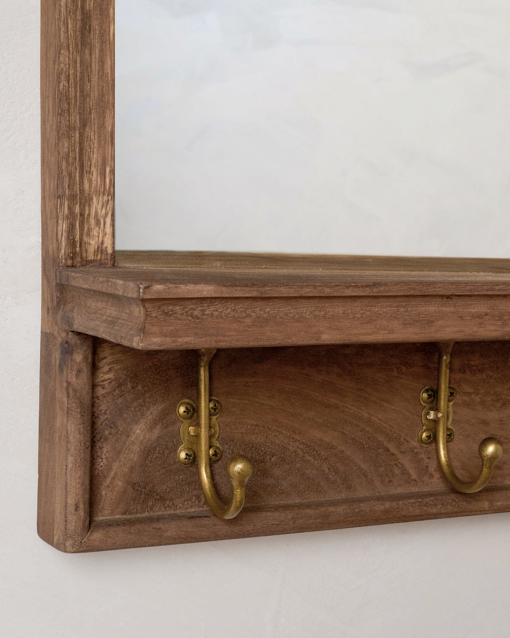 James Mirror with Hooks and Shelf – Magnolia