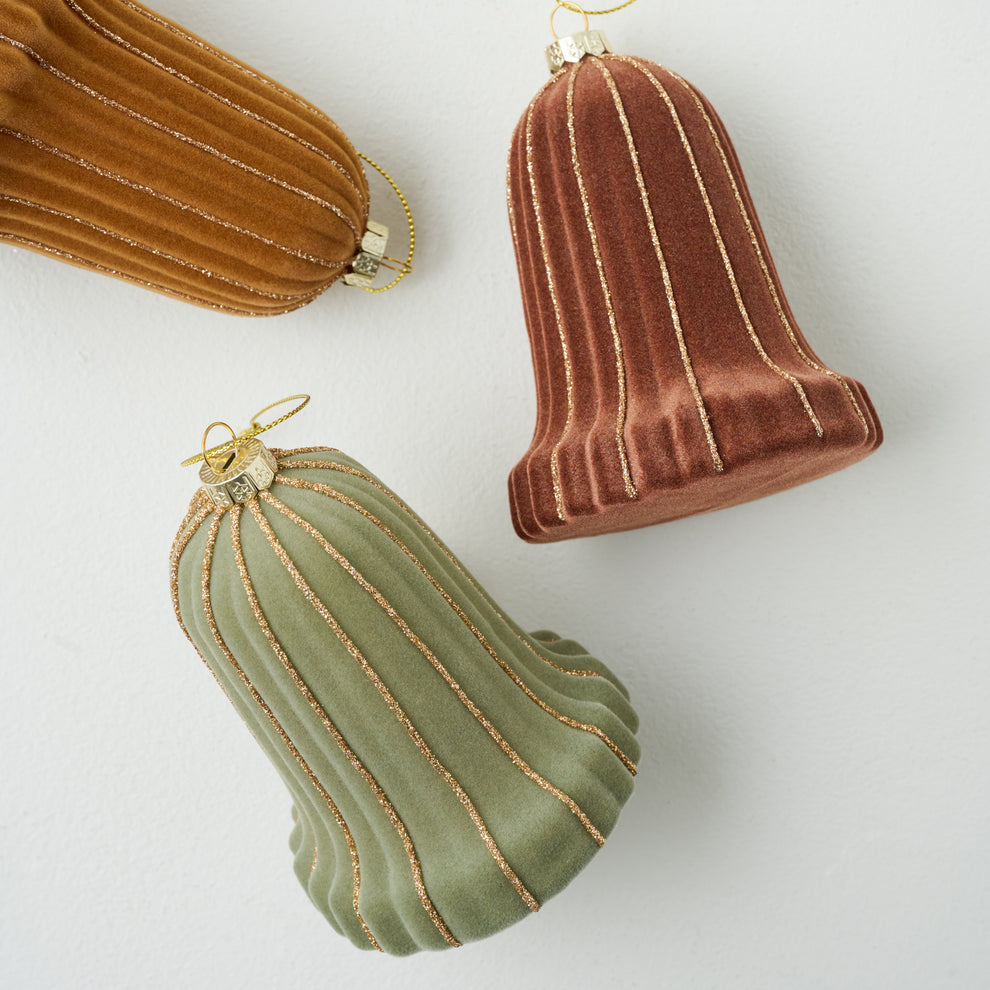 Glitter Flocked Bell Ornament Set of 3 – Magnolia
