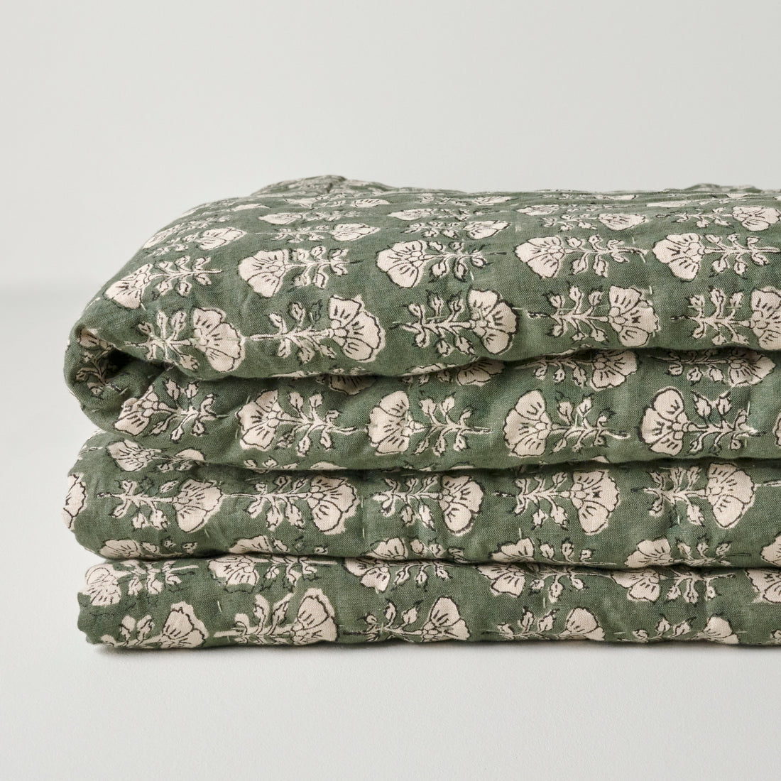 Flora Block Print Quilt - Dusty Green – Magnolia