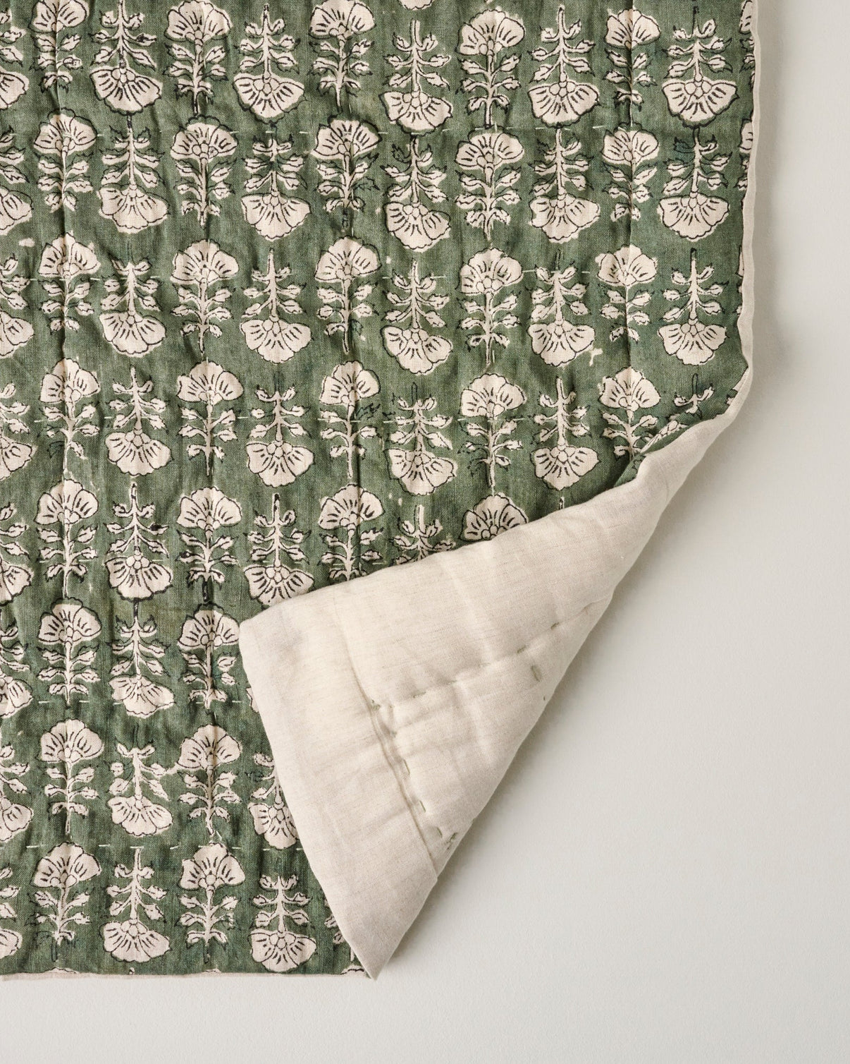 Flora Block Print Quilt - Dusty Green – Magnolia