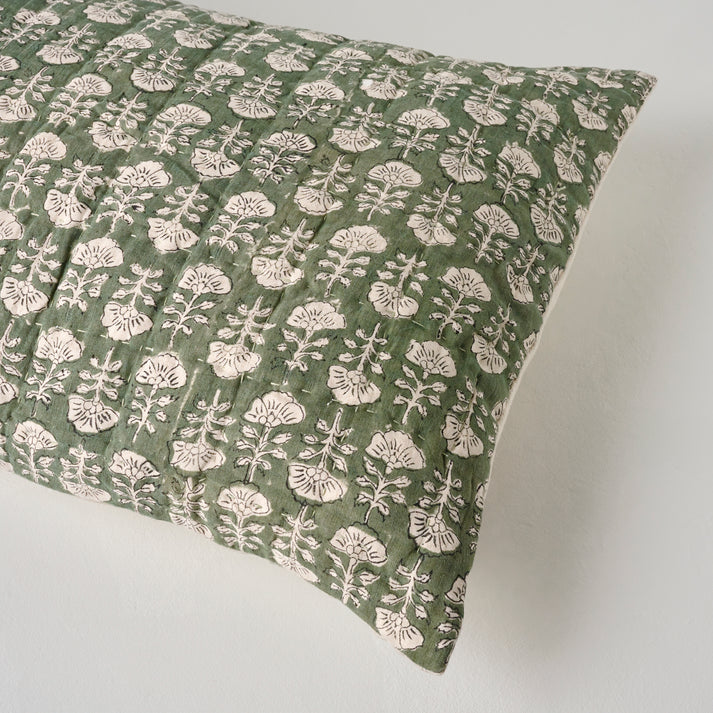 Flora Block Print Pillow Sham - Dusty Green – Magnolia
