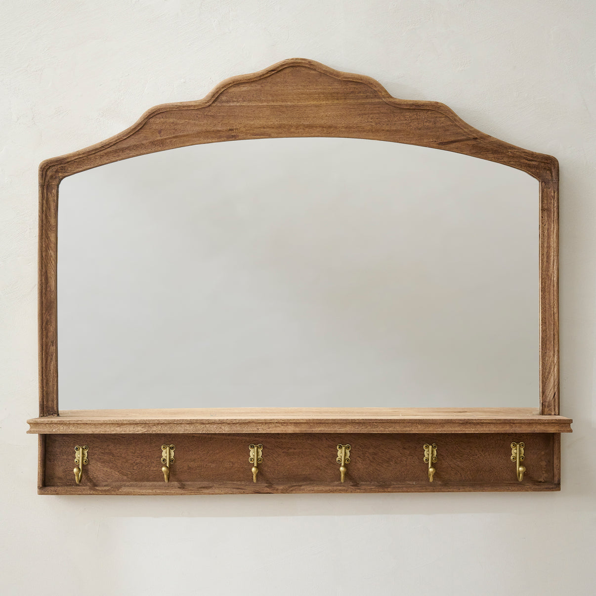 Oversized James Mirror with Hooks and Shelf – Magnolia