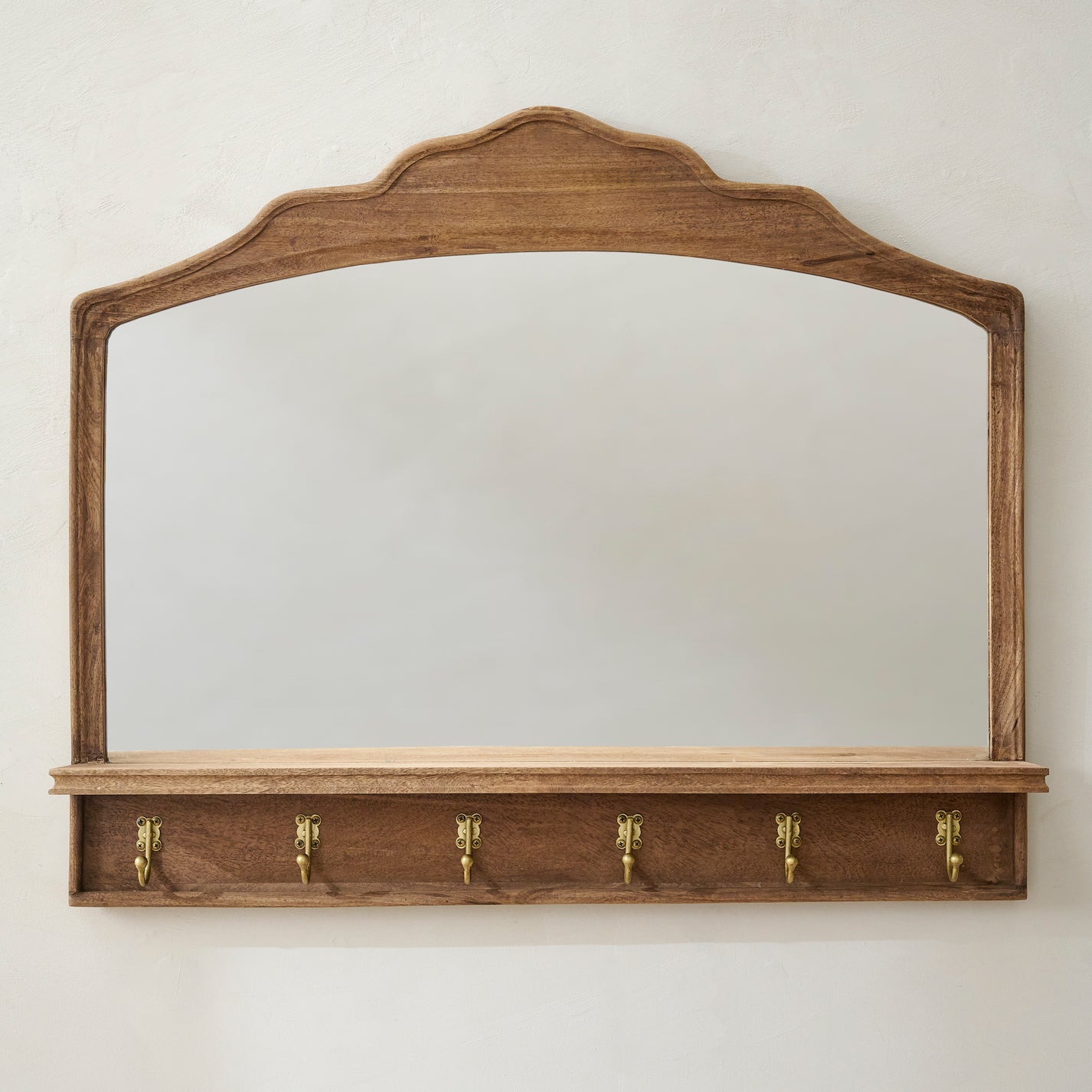 Oversized James Mirror with Hooks and Shelf – Magnolia