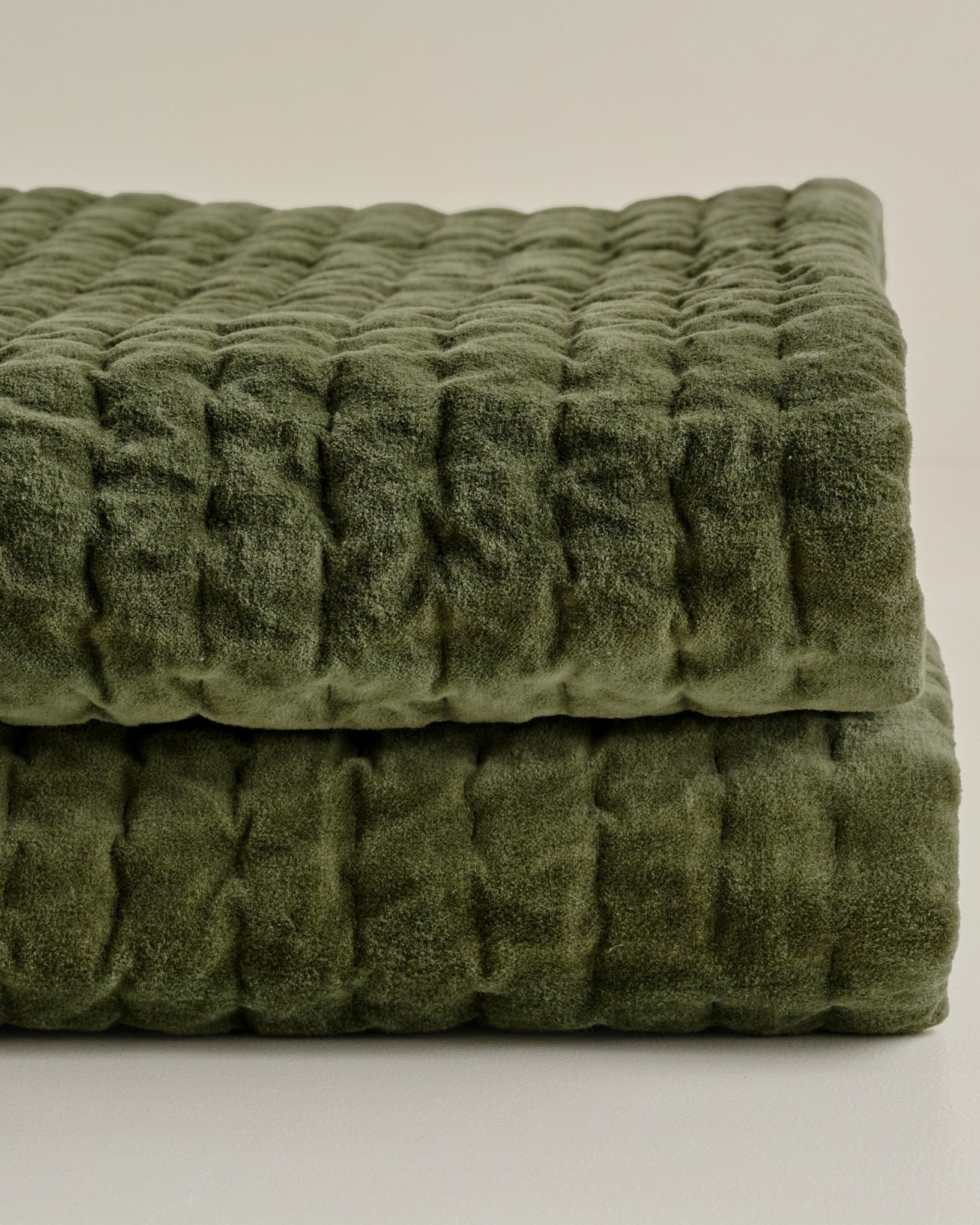 Audrey Velvet Block Print Quilt - Winter Moss – Magnolia