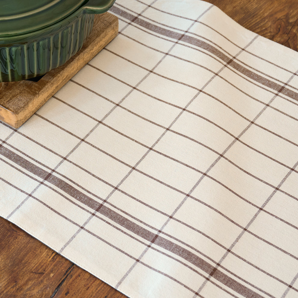 Talia Woven Grid Table Runner – Magnolia