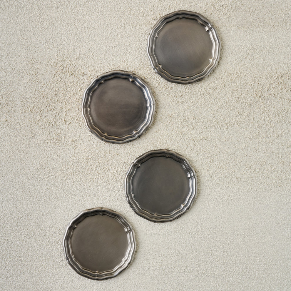 Vintage-Inspired Pewter Coaster Set – Magnolia