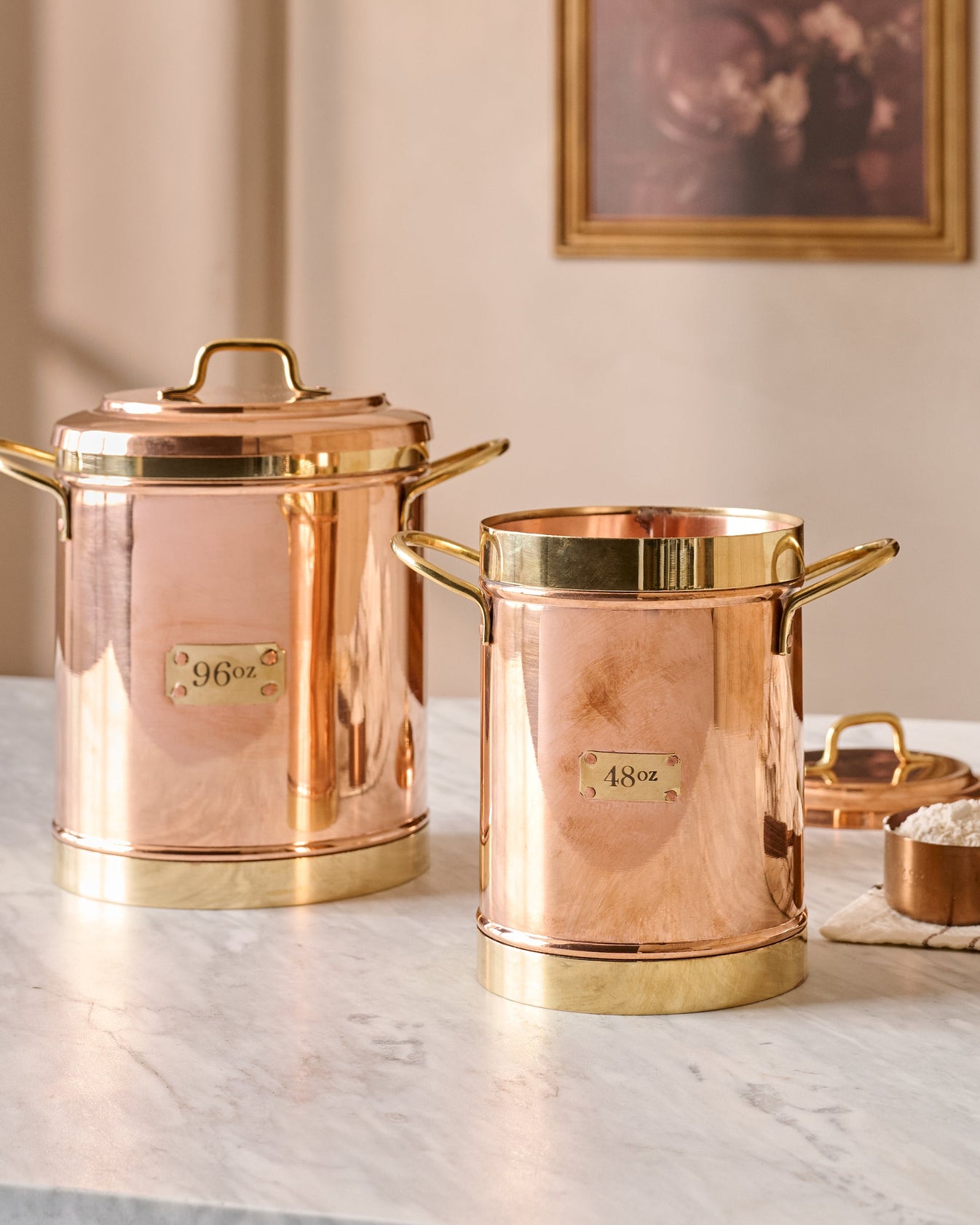 Vintage Inspired Copper + Brass Canister – Magnolia