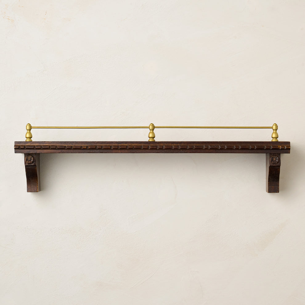 Gloria Carved Wood and Brass Picture Ledge – Magnolia