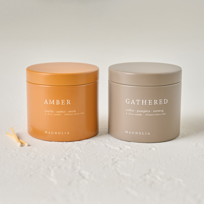 Magnolia Gathered and Amber Candle Tin Bundle