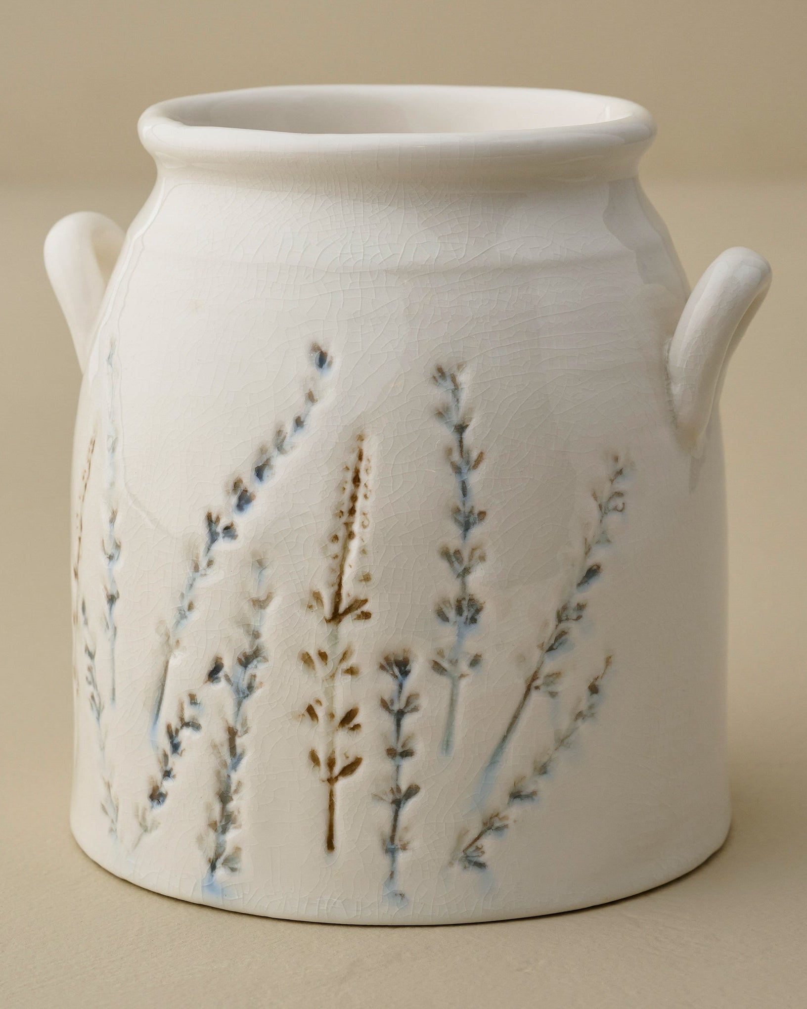 Pressed Floral Utensil Crock – Magnolia