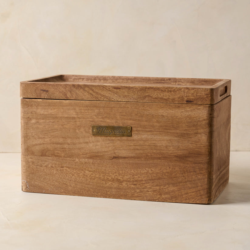 Magnolia Antiqued Wood Storage Box